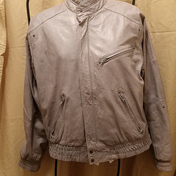 Jackets & Coats | Vintage Gray Leather Jacket | Poshmark
